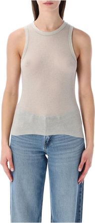 James Perse Femme, Tops, Beige, Taille: 42 FR Cotton Cashmere Rib Shell Top