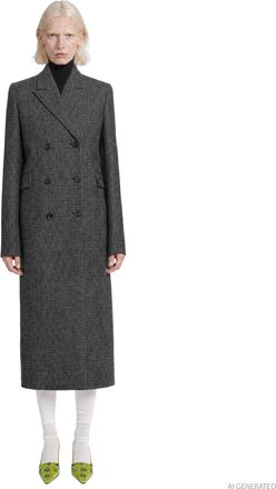 Prada Double-Breasted Gingham Check Wool Coat