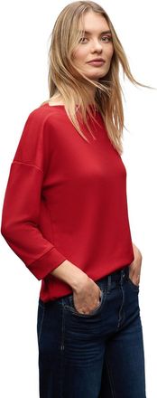 Street One Damen 3227924 Shirt mit U-Boot-Ausschnitt, Racing red, 44
