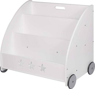 Woltu Kinderregal für Bücher mit Rollen aus Holz weiß - Woltu