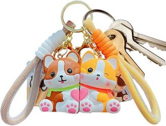 Generic Mignon chien porte-cl&eacute;s en forme de sac &agrave; dos, ensemble de porte-cl&eacute;s pour paire de dessins anim&eacute;s - Image de chien dessin anim&eacute; Couple de petits anim