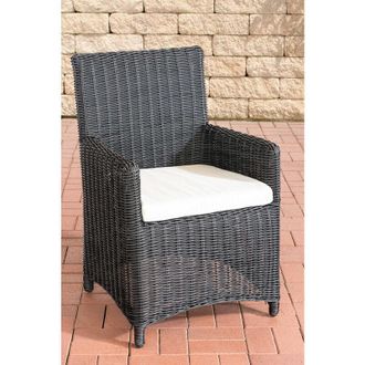 Clp Polyrattan Gartenstuhl Fontana 5mm schwarz cremewei&szlig;