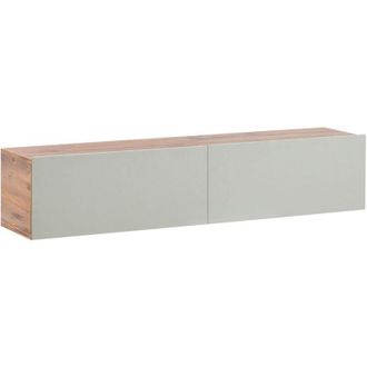 Beliani TV-M&ouml;bel Hellgr&uuml;n Faserplatte 140 cm H&auml;ngend 2 T&uuml;ren Holzoptik Schmal Modern Schlicht TV-H&auml;ngeschrank Fernsehschrank TV-Lowboard Wohnzimmer
