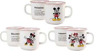 hOme Home Mickey und Minnie Xmas Set 6 Tassen Jumbo aus New Bone China, 440 cc, Weihnachten, Festival, Weihnachten, 7312565