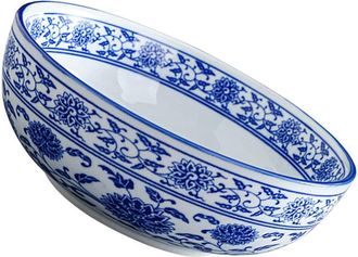 BESTONZON Keramik Suppensch¨¹ssel Nudelschale Asiatische Ramen Sch¨¹ssel Blau 8 Zoll Chinesische Stil Schale Suppen Nudeln Brei Nudelsuppe Salat Serviersch¨¹sse