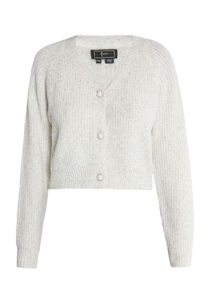 Faina Strickjacke Damen Wollweiss Melange Silber