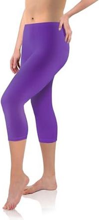 Sesto Senso Legging en Viscose Femme Fille Coloré Violet Jambes Longueur 3/4 Fitness Yoga Pantalon de Sport XXL Purple