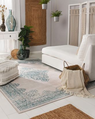benuta Pop Teppich Laury - Türkis 120x170 cm - Kunstfaser - Rechteckig & im Style: Vintage - Pflegeleicht für Wohnzimmer Schlafzimmer