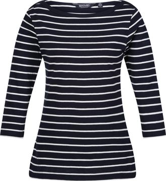 Regatta Bayletta Damen-T-Shirt, Baumwollmischgewebe, leicht, Marineblau/wei&szlig;, 36