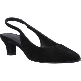 Hush Puppies Nahla Wildleder Absatzleder Damenschuhe Schwarz Rund Slingback