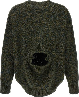 Loewe Double-Neck Melange Wool Sweater - olive