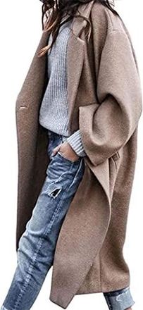 Onsoyours Longue Manteau en Laine Manches Longues Oversized Mode Femme Blouson Hiver Camel M