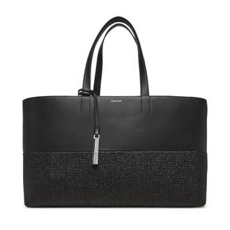 Calvin Klein Handtasche Calvin Klein Ck Mixmedia Shopper_Raffia K60K613167 Schwarz
