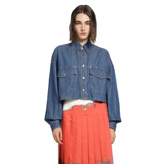 Versace Chambray Denim Crop Shirt