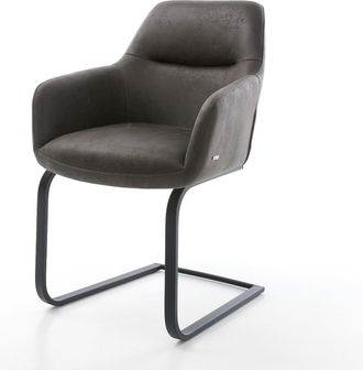 DELIFE Freischwinger Pejo-Flex Mikrofaser Anthrazit Vintage Freischwinger flach Schwarz Taschenfederkern, Esszimmerstühle