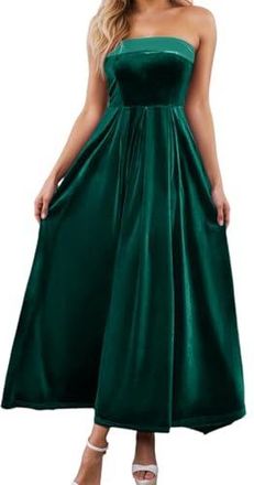 Generic Robe amincissante &eacute;l&eacute;gante pour cocktail, d&icirc;ner, invit&eacute;, coupe ajust&eacute;e et jupe fluide, vert fonc&eacute;, XL