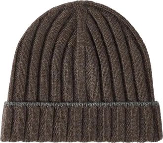 Brunello Cucinelli Homme, Accessoires, Brun, Taille: M Bonnet en cachemire c&ocirc;tel&eacute;