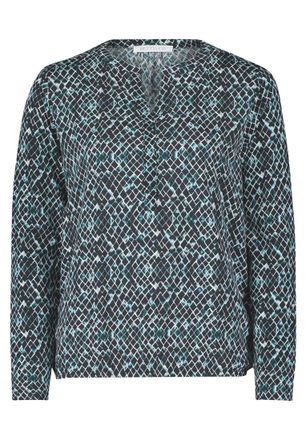 Betty & Co Damen Casual-Shirt mit verdeckter Verschlussleiste XL, Mint/Black