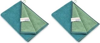 Bassetti New Shades G&auml;ste-Handtuch aus 100% Baumwolle in der Farbe Gr&uuml;n V1, Ma&szlig;e: 40x60 cm - 9327884 (Packung mit 2)