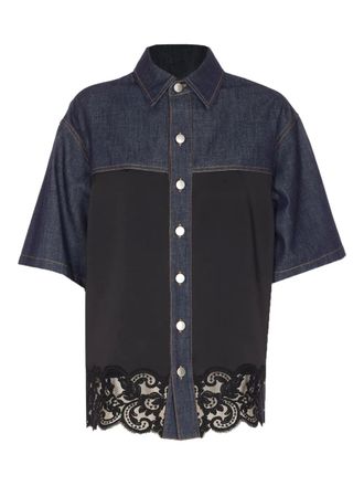 Stella McCartney chemise en jean &agrave; broderies - Bleu