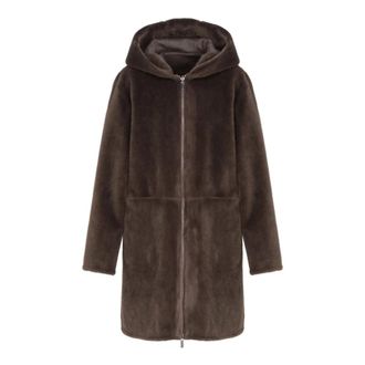 DIEGO M Femme, Vestes, Brun, Taille: 46 FR Cappottino reversibile in faux fur ricamo