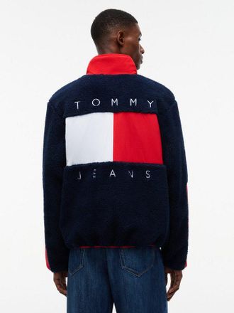 Tommy Jeans Fleecejacke TJM OUTDOORS FLEECE ZIP Teddy-Fleece, mit Color Block