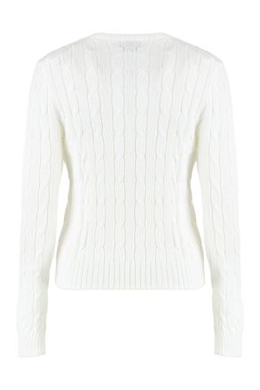 Polo Ralph Lauren Womens Cable Knit Sweater With Long Sleeves White Cotton