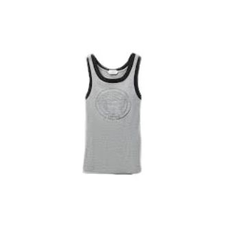 Versace Bedrucktes Baumwoll-Jersey-Tanktop - - Tops - Damen - Grau - M