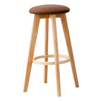 Generic Moderner Barhocker in Tresenh&ouml;he mit Fu&szlig;st&uuml;tze, runder, r&uuml;ckenlehnenloser Sitz mit Leinenbezug f&uuml;r K&uuml;che, Esszimmer, B&uuml;ro, Caf&eacute; - Gelb, 70 cm