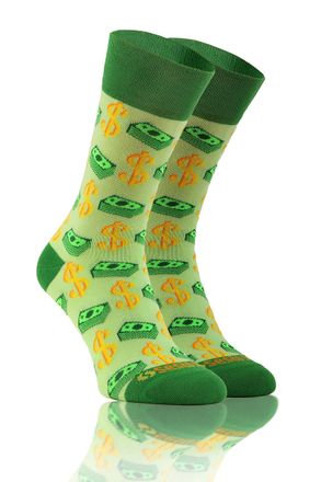 Sesto Senso Lustige Baumwolle Socken Damen Herren Bunte Ungleiche Funny Socks Money Geld 39-42 Dollar Giftgr&uuml;n