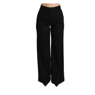 Dolce & Gabbana Luxuri&ouml;se Hochtaillierte Kaschmir Schlaghose - - Trousers - Damen - Schwarzk - XS