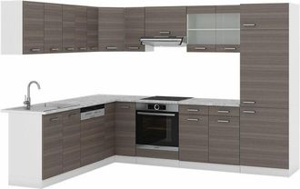 Vicco Eckküche R-Line, Edelgrau/Weiß, 227 x 287 cm ohne Arbeitsplatte