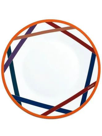 Missoni Home lot de 6 assiettes Nastri &agrave; logo imprim&eacute; - Blanc