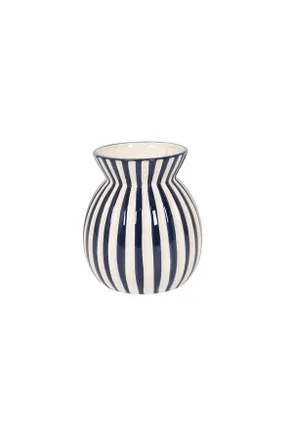 Ambia Home Vase, Wei&szlig;, Dunkelblau, Keramik, rund, 19 cm, zum Stellen, auch f&uuml;r frische Blumen geeignet, Dekoration, Vasen, Keramikvasen