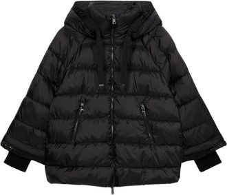 Oltre Femme, Vestes, Noir, Taille: 38 FR Doudoune Courte avec D&eacute;tails Bijoux