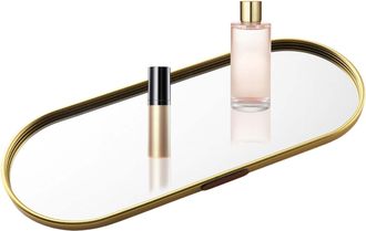 Generic Spiegel Tablett Oval - Metall Elegantes Tray, Badezimmer Organizer Ablage | Dekoratives Spiegel Tablett F&uuml;r kommode Parfum Make-up Schminktisch Kommod