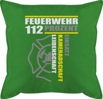 Shirtracer Kissen 50x50 - Feuerwehr 112 Prozent Einsatz Kameradschaft Leidenschaft I Freiwillige Feuerwehr Geschenk - 50 x 50 cm - Grün - Geschenke für feuerwehr