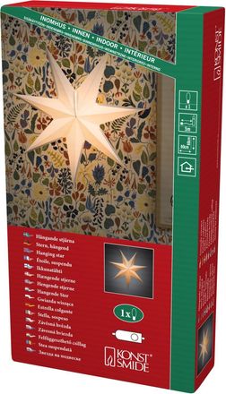 Konstsmide Wei&szlig;er Papierstern, 7 Zacken, inkl. Anschlusskabel mit an/aus Schalter, ohne Leuchtmittel, E14 Lampenhalterung, 230V, Innen, wei&szlig;es Kabel - 2917-200