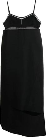 sacai Femme, Robes, Noir, Taille: 40 FR Robe Longuette avec Inserts en Mousseline