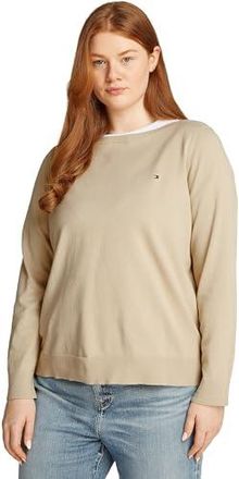Tommy Hilfiger Pull Femme Jersey Stitch avec Col Bateau, Beige (Sandalwood), 52