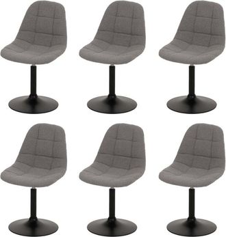 Hhg 6er-Set Esszimmerstuhl 842, Küchenstuhl Stuhl Drehstuhl, Stahl mvg Stoff/Textil Bouclé (450g/m²) grau