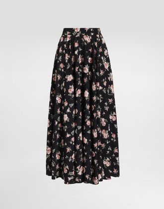 Dolce & Gabbana Tellerrock Aus Charmeuse Mit Vintage-rosen-print - Frau Röcke Mehrfarbig 40