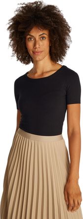 Tommy Hilfiger Damen T-Shirt Kurzarm 5X2 Rib Slim Fit, Schwarz (Black), XXL