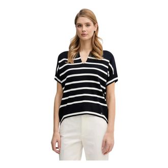 Joseph Ribkoff Pull &agrave; manches courtes imprim&eacute; rayures - Femme - Pulls - Bleu - Taille: 36 FR
