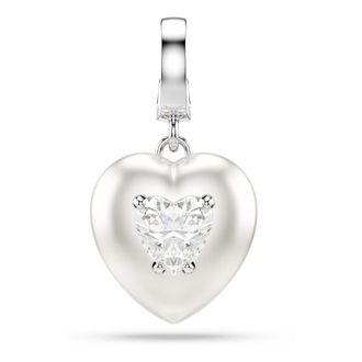 Swarovski Idyllia Charm, Verschiedene Schliffe, Perlfarbene Beschichtung, Herz, Wei&szlig;, Rhodiniert