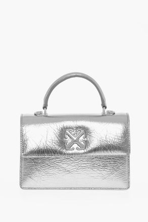 Off-white Metallic Leather Handbag with Removable Shoulder Strap Off-White