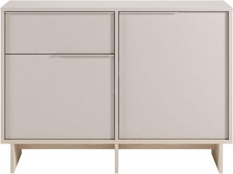 DRAWER Buffet 2 portes 1 tiroir en bois et m&eacute;tal L120cm - Beige - Harriet