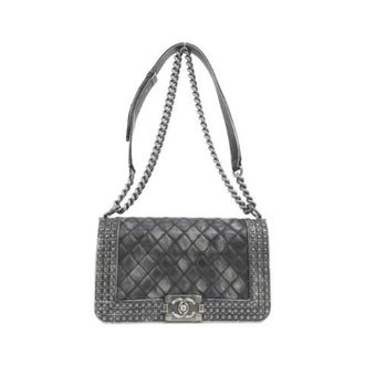 Chanel Sac bandouli&egrave;re Boy en cuir pr&eacute;-appartenant - Femme - Pre-owned - Noir - Taille: ONE Size