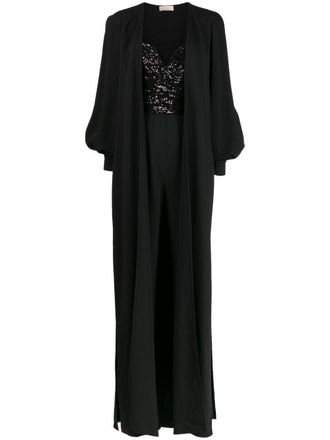 Elie Saab combinaison &agrave; ornements de sequins - Noir