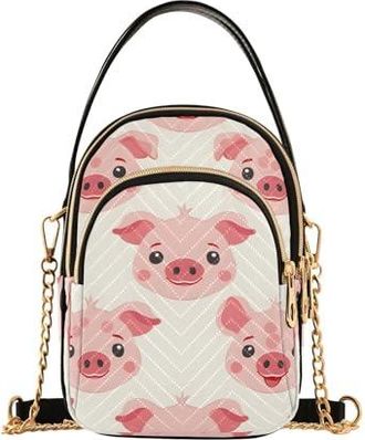 Mnsruu Sac à bandoulière pour femme avec tête de cochon de dessin animé et sangle réglable